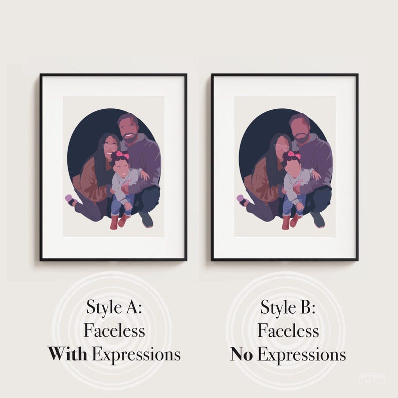 Family Portrait, Group Portrait, Custom Illustration, Faceless Portrait ...