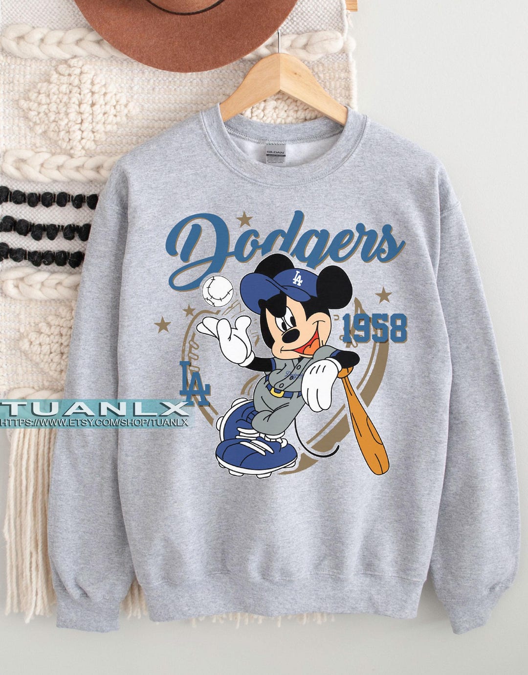 Baseball Mickey Dodgers, Mickey Baseball Sweat, Disney Sport Sweater ...