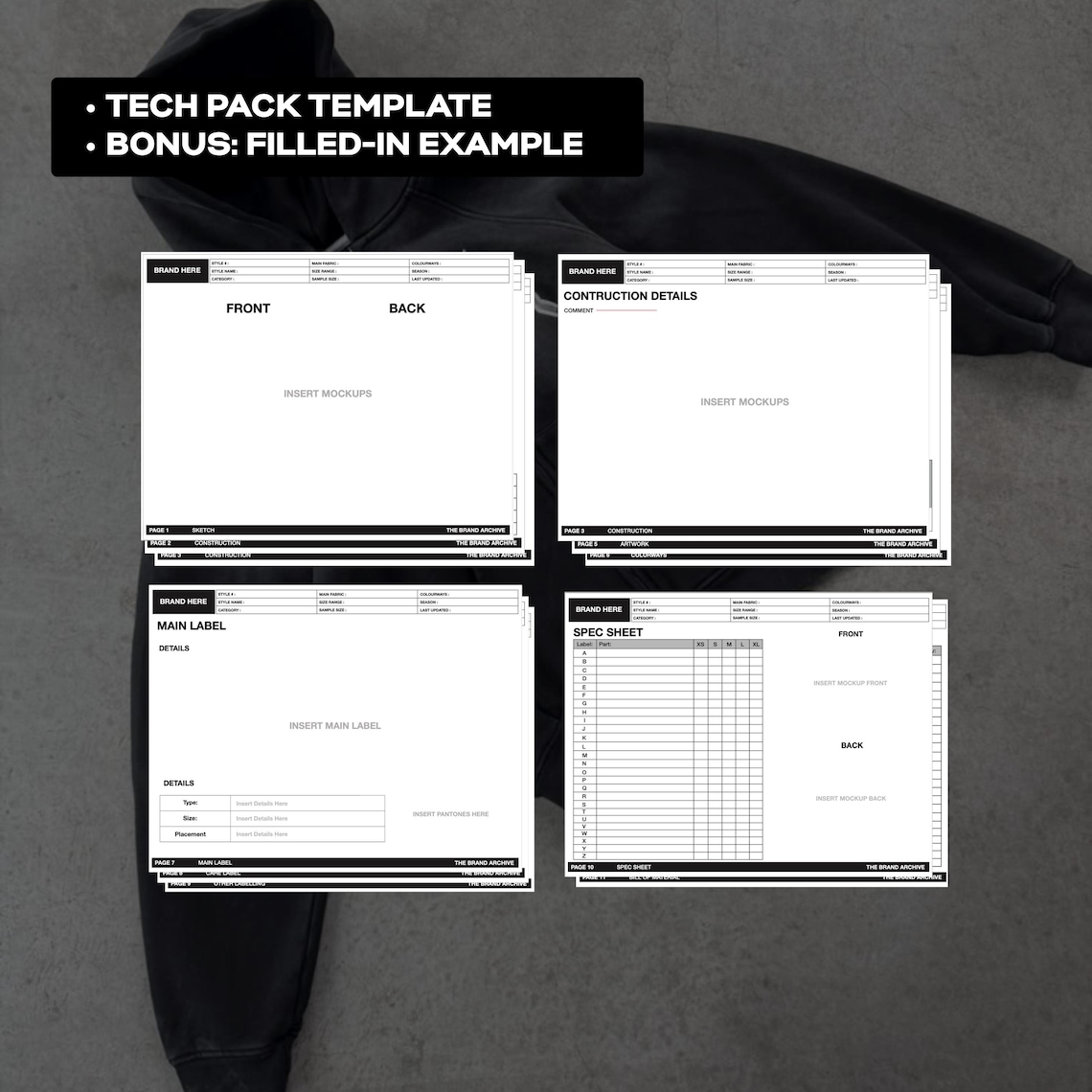 Clothing Tech Pack Template for Adobe Illustrator, Photoshop, Procreate ...