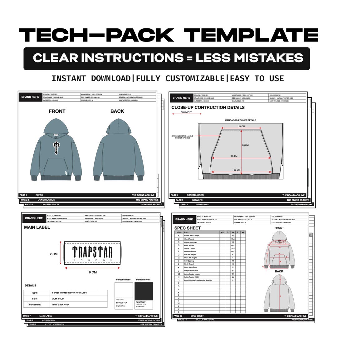 Streetwear Clothing Techpack Guide Clothing Brand Fashion Mockup ...