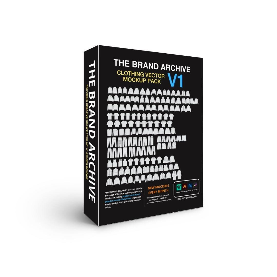 Clothing Vector Mockup Pack V1 thebrandarchive includes 75 Realistic ...
