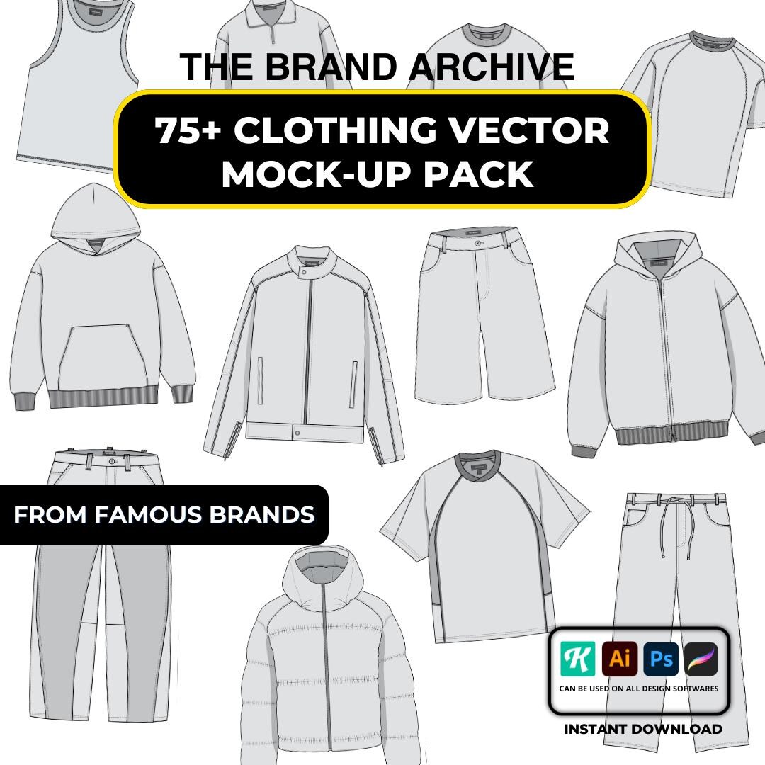 Streetwear Clothing Vector Mockup Pack Techpack 75 Mockups Clothing ...