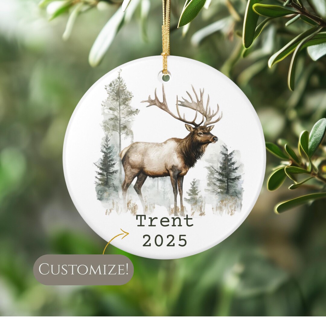Custom Hunting Elk Scene Ornament Personalized Holiday Decoration, Gift ...