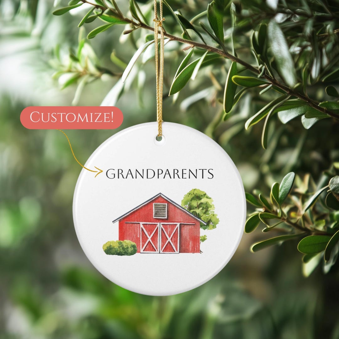Personalized Red Barn Grandparents Ceramic Ornament, Custom Home Decor ...