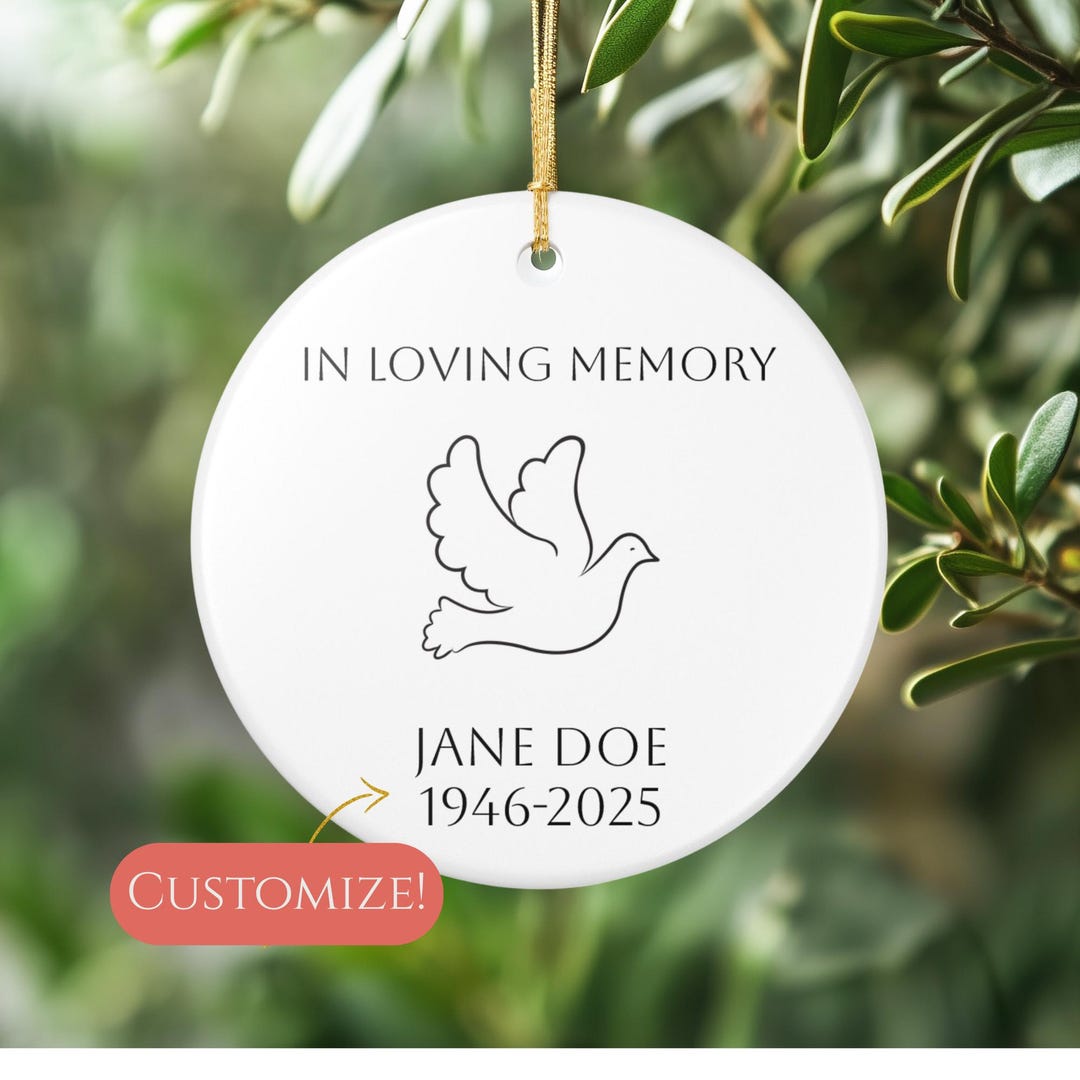 Personalized in Loving Memory Dove Ceramic Ornament, Custom Gift ...