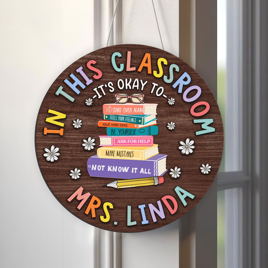 Personalized Teacher Door Sign, Teacher Door Decor, Classroom Welcome ...