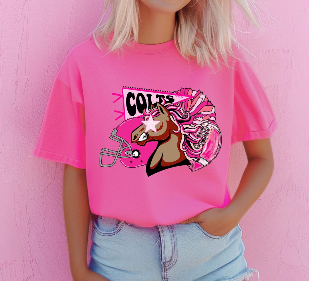 Colts Mascot Pink Team Pink Out Football Pennant PNG Digital Download ...