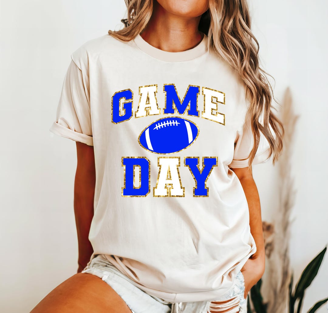Game Day Varsity Gold Glitter Royal Blue Team Football PNG Digital ...