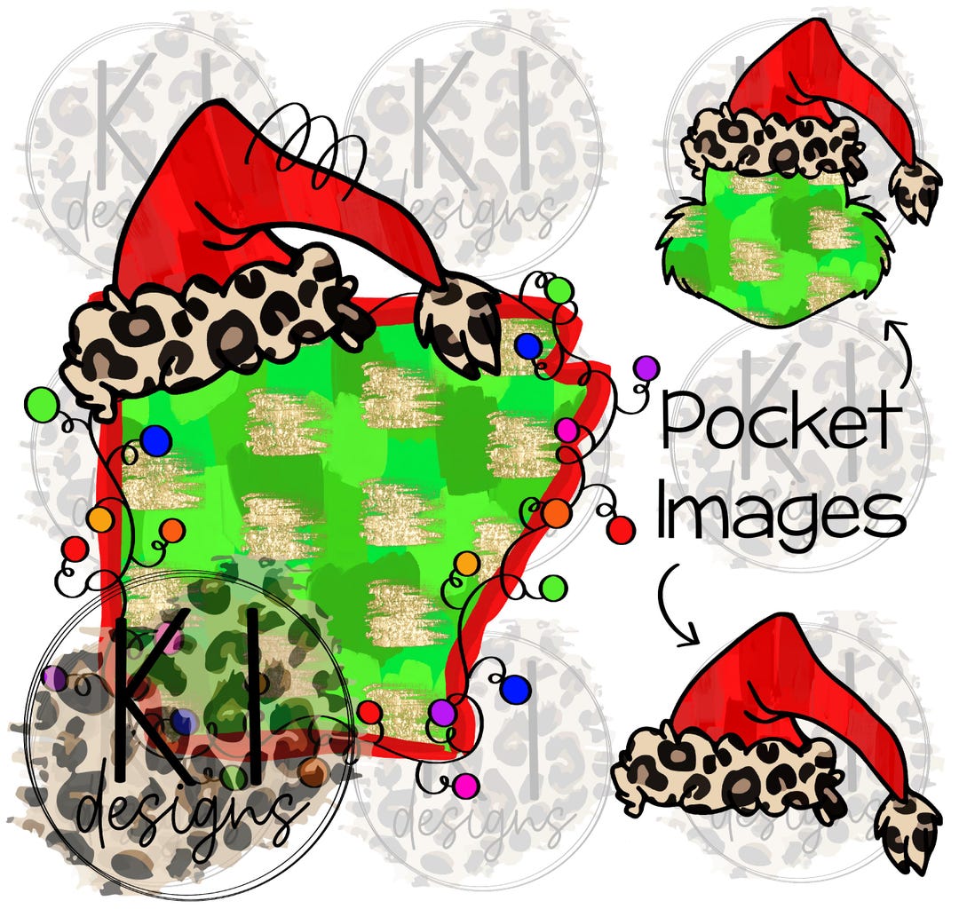 State Outline Christmas Mean Green Leopard Guy Arkansas Png Digital ...