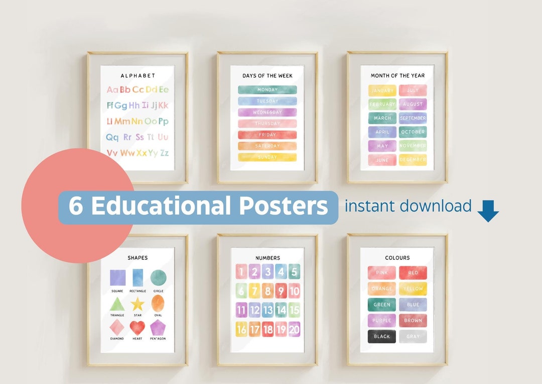 Educational Posters Bundle - 6 Printable Classroom Decor Downloads for ...