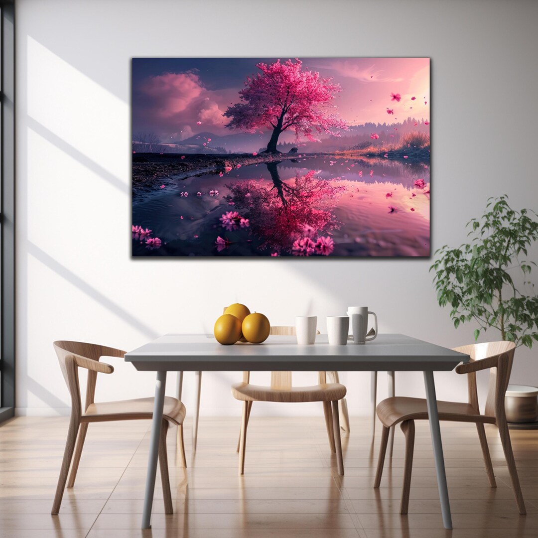Cherry Tree Tempered Glass Wall Art, Cherry Tree Blossoms Wall Art ...