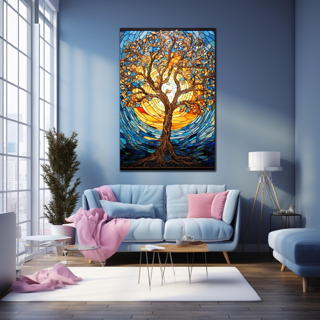 Tree of Life Stained Glass, Tree of Life Art, Modern Stained Glass ...
