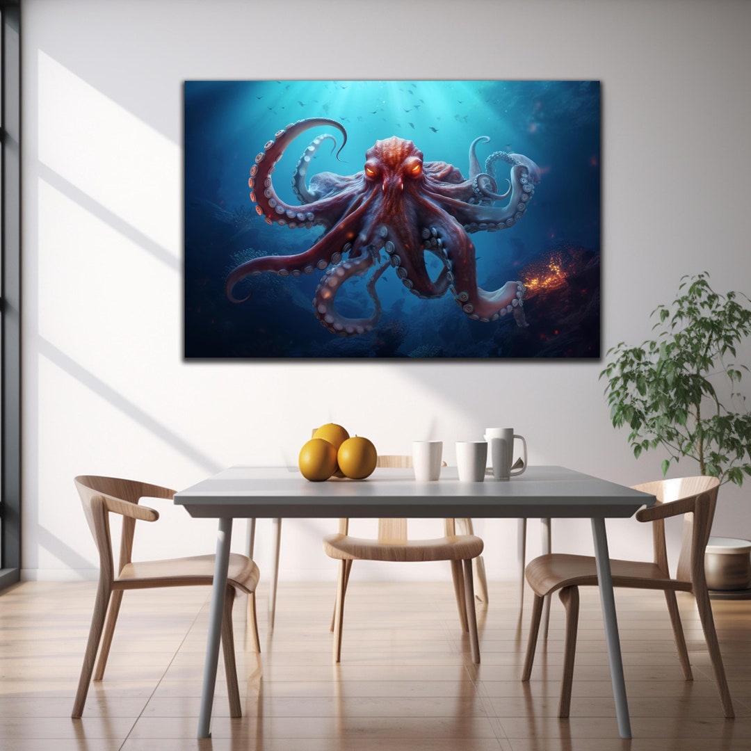 Magical Octopus Glass Art, Octopus Wall Art, Tempered Glass Printing ...
