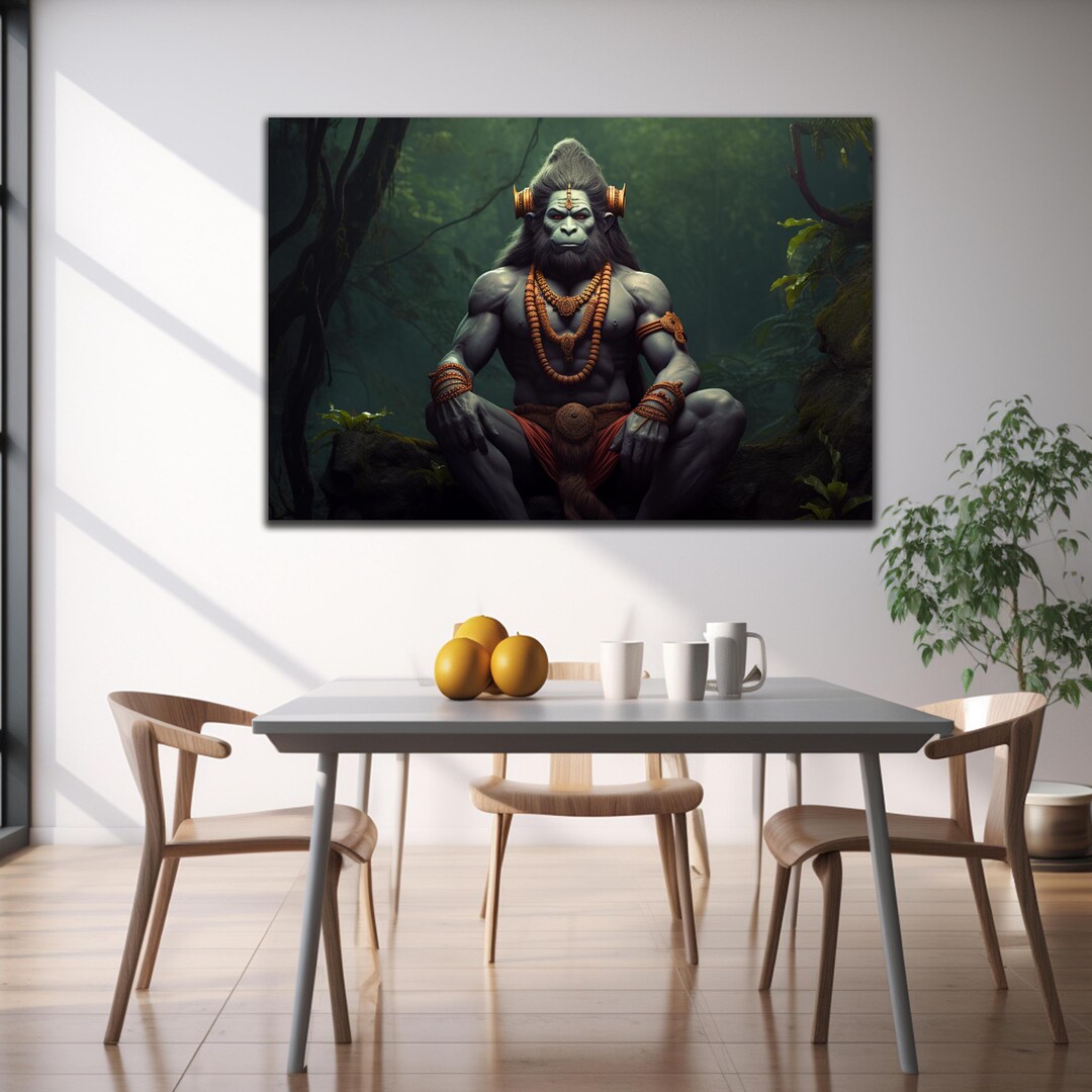 Hanuman Wall Art, Tempered Glass Art, Glass Print, Hindu Wall Decor ...