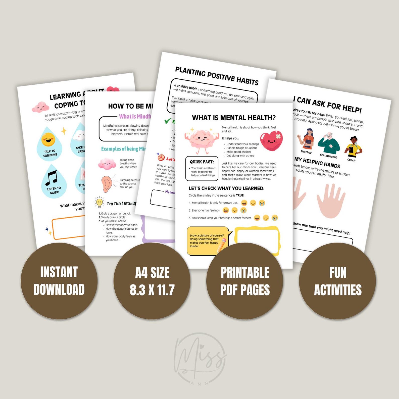 Mental Health Activity Book for Kids: SEL Workbook, Coloring Pages ...