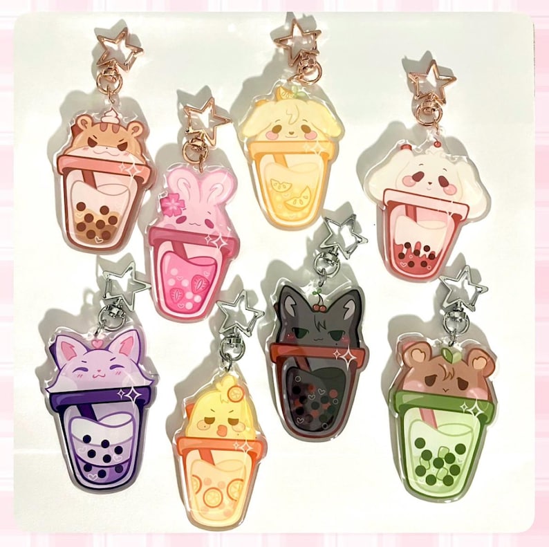 ATEEZ Aniteez Boba Keychain – Kpop Bag Accessory, Acrylic Charm Keyring ...