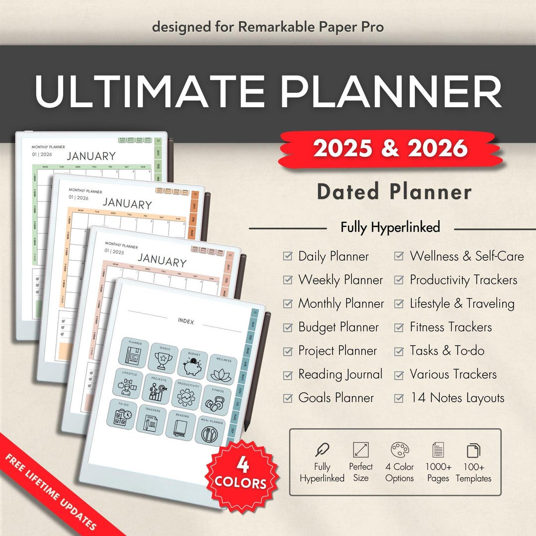 Remarkable Paper Pro Template Ultimate Planner 2025 2026 Ultimate ...