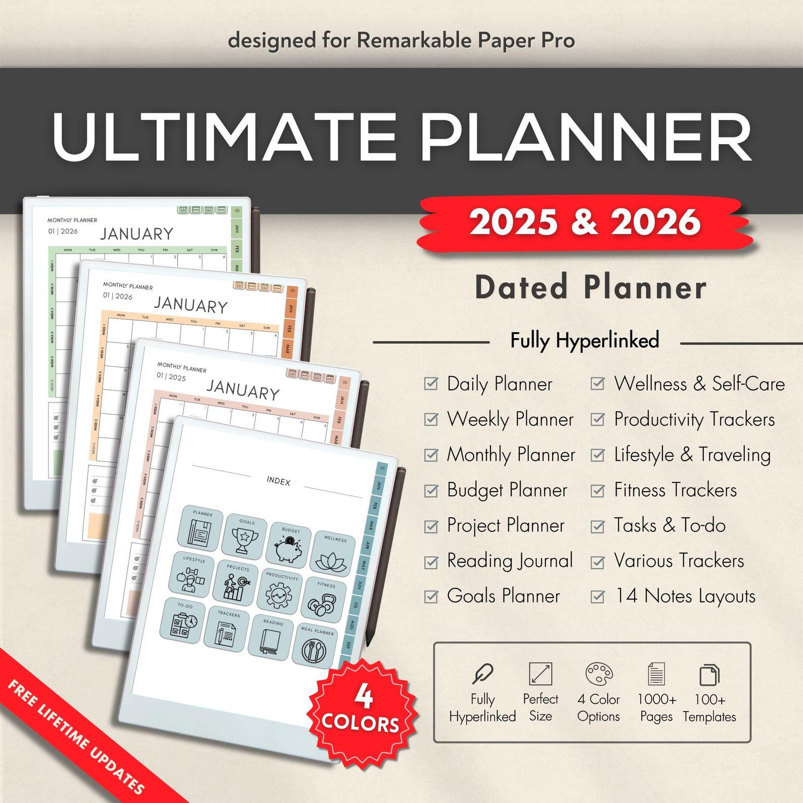 Remarkable Paper Pro Planner 2025-2026: Ultimate Digital Planner - Etsy