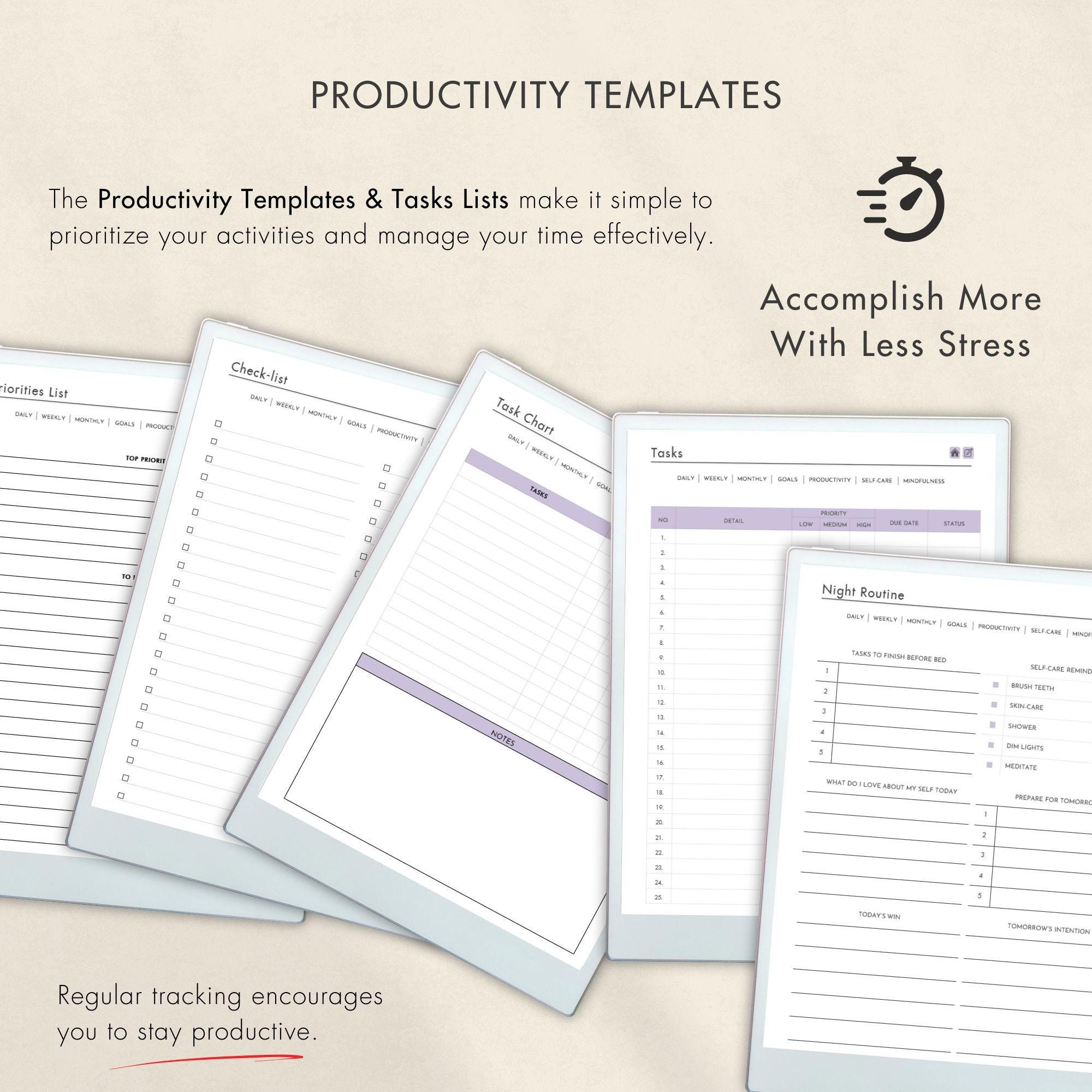 Remarkable Paper Pro Templates Productivity Bundle RMPP Digital Notes ...