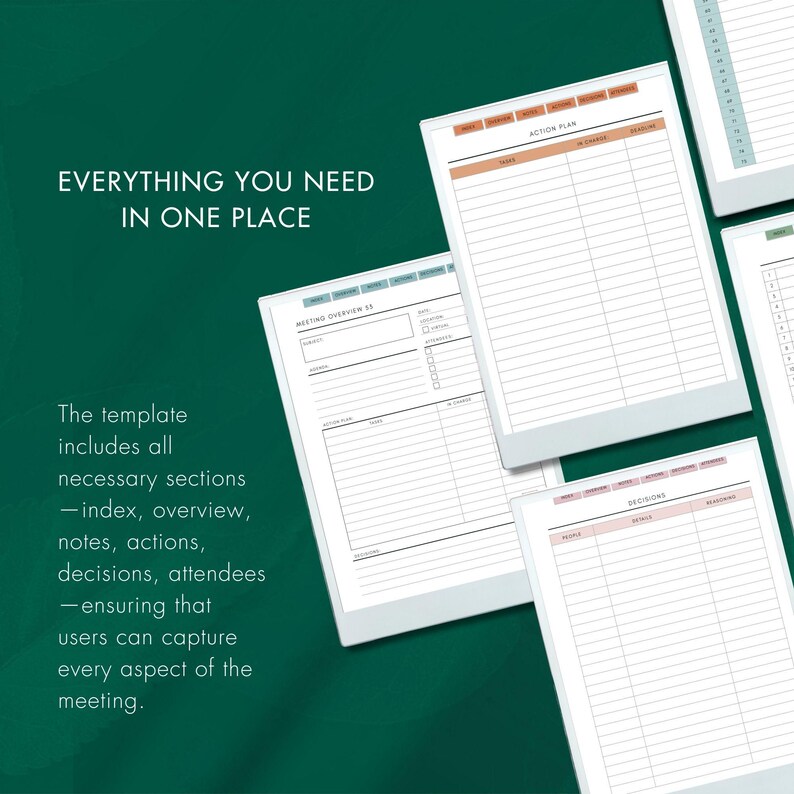 Remarkable Paper Pro Meeting Notes Template: Hyperlinked PDF (4 Colors ...