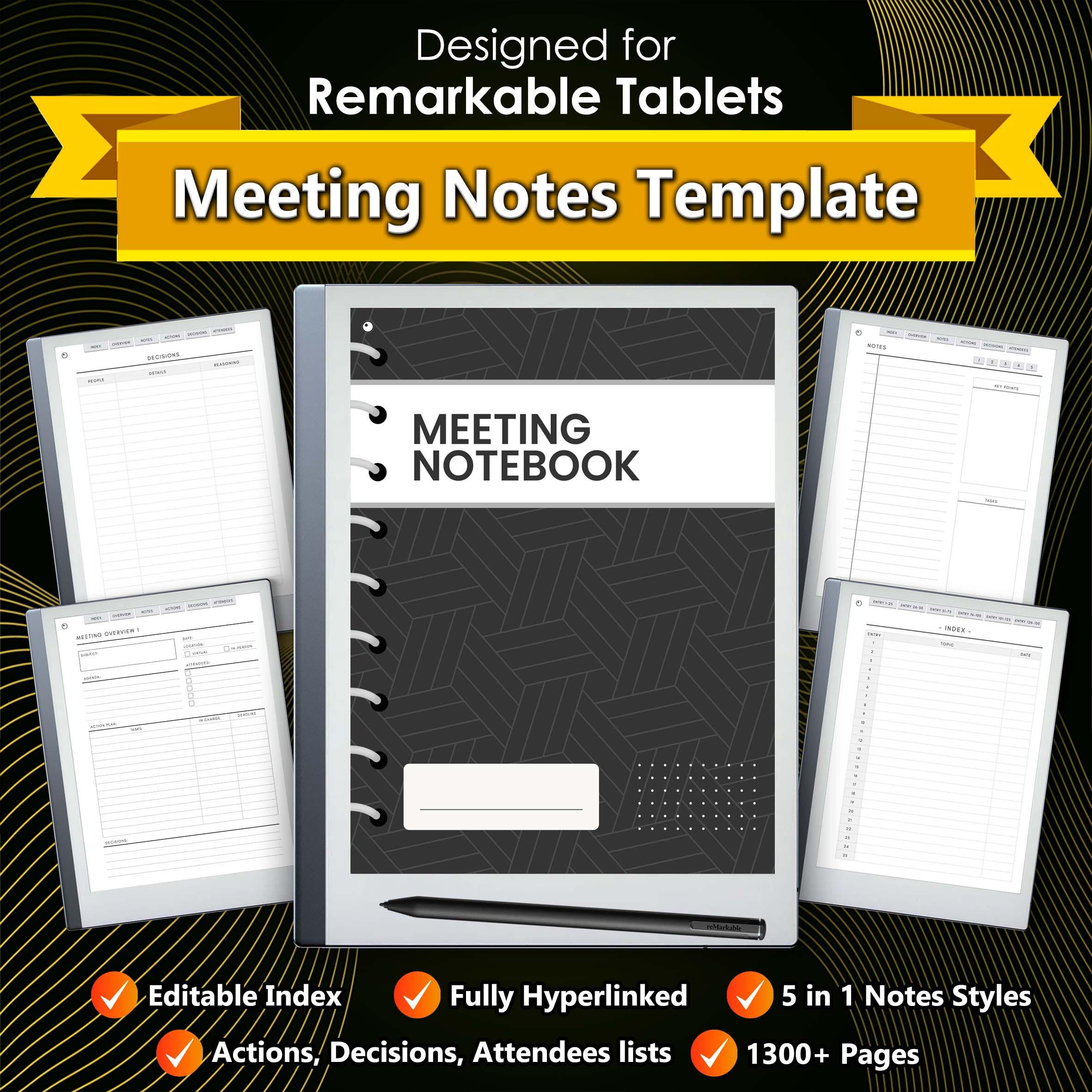 Remarkable 2 Meeting Notes Template: Hyperlinked PDF Notebook - Etsy