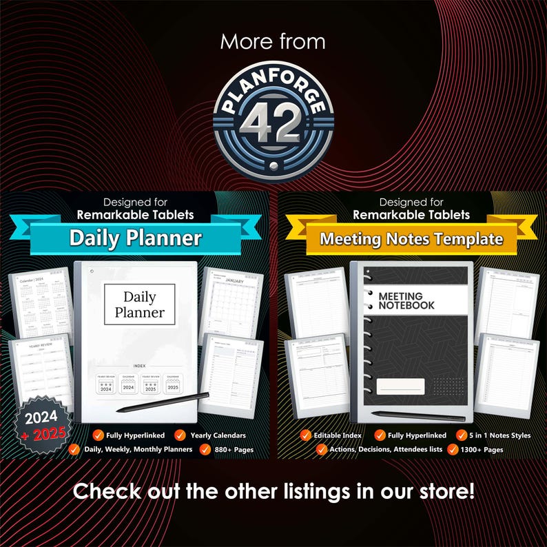 Remarkable Paper Pro Planner 2024-2025: Hyperlinked Digital Daily ...
