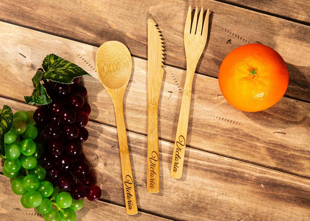 Personalized Mini Bamboo Utensil Set: Engraved Eco-friendly Flatware - Etsy