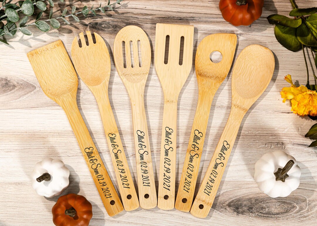 Personalized Wooden Spatulas – Custom Family Name, Couples, Anniversary ...