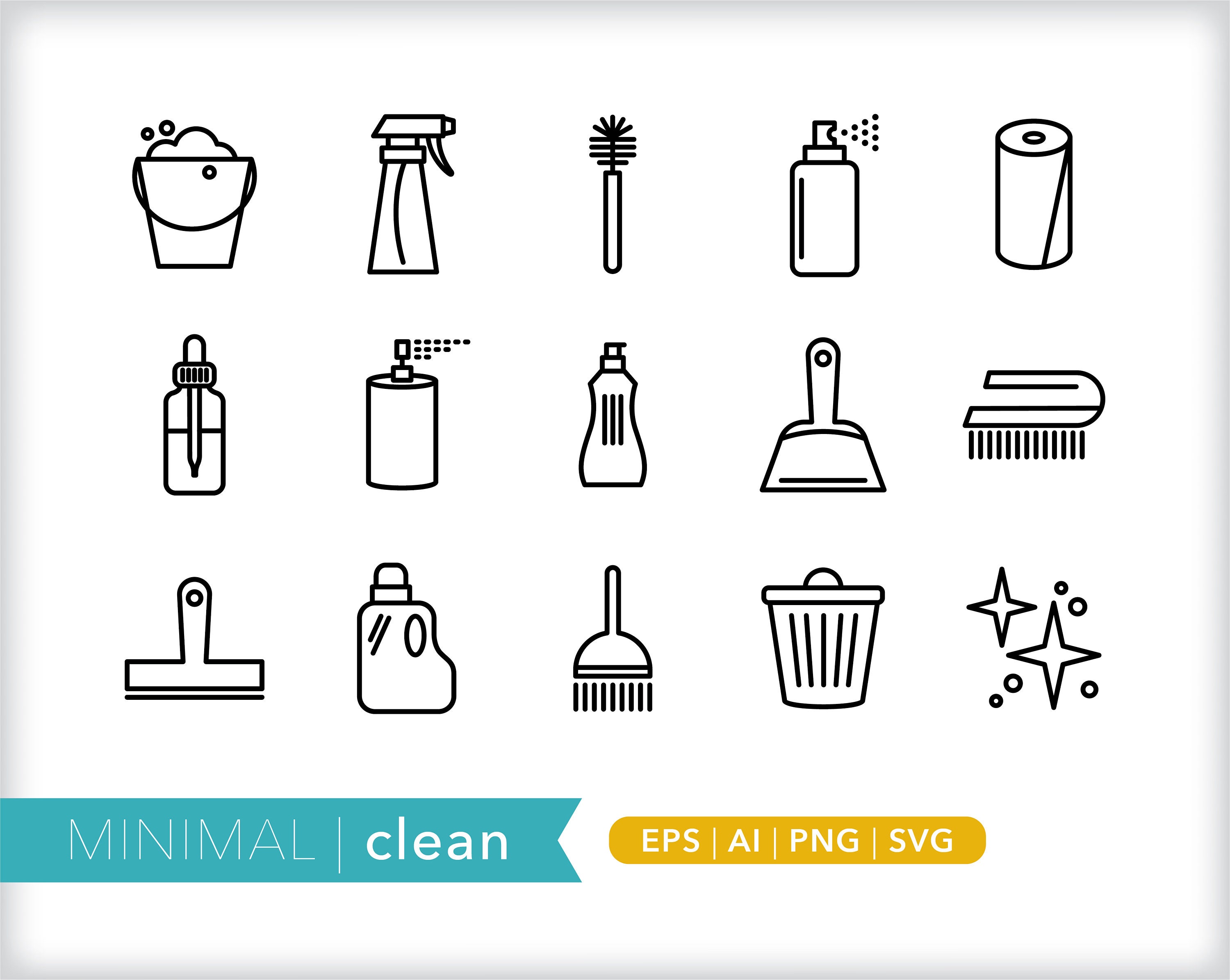 Clean Icons | Housekeeping Icon Illustrations | SVG AI PNG | Digital ...