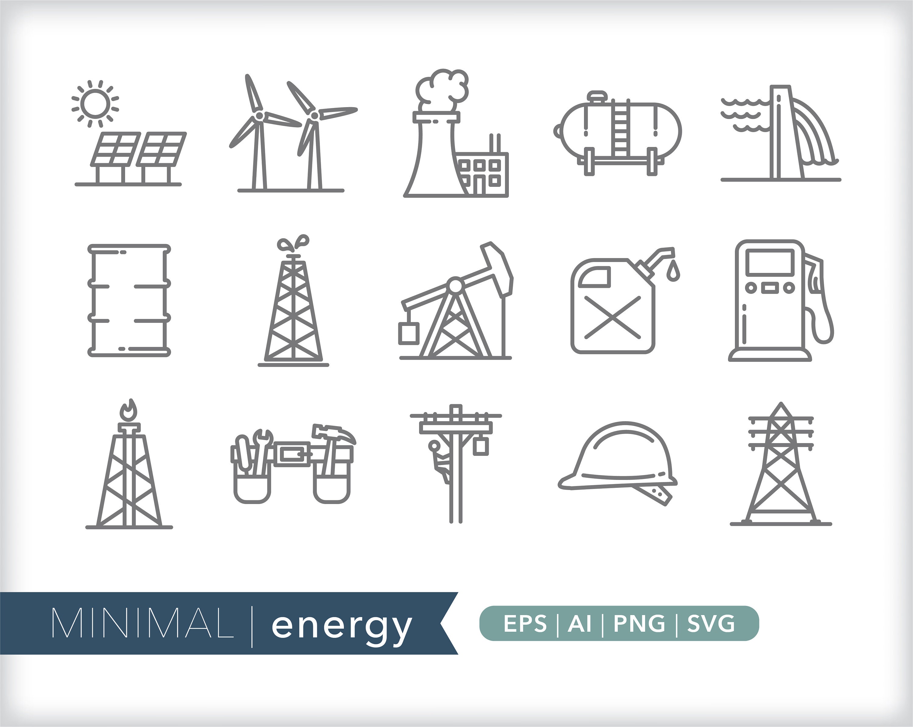 Energy Icons Power and Industry Icon Illustrations SVG AI PNG Digital ...