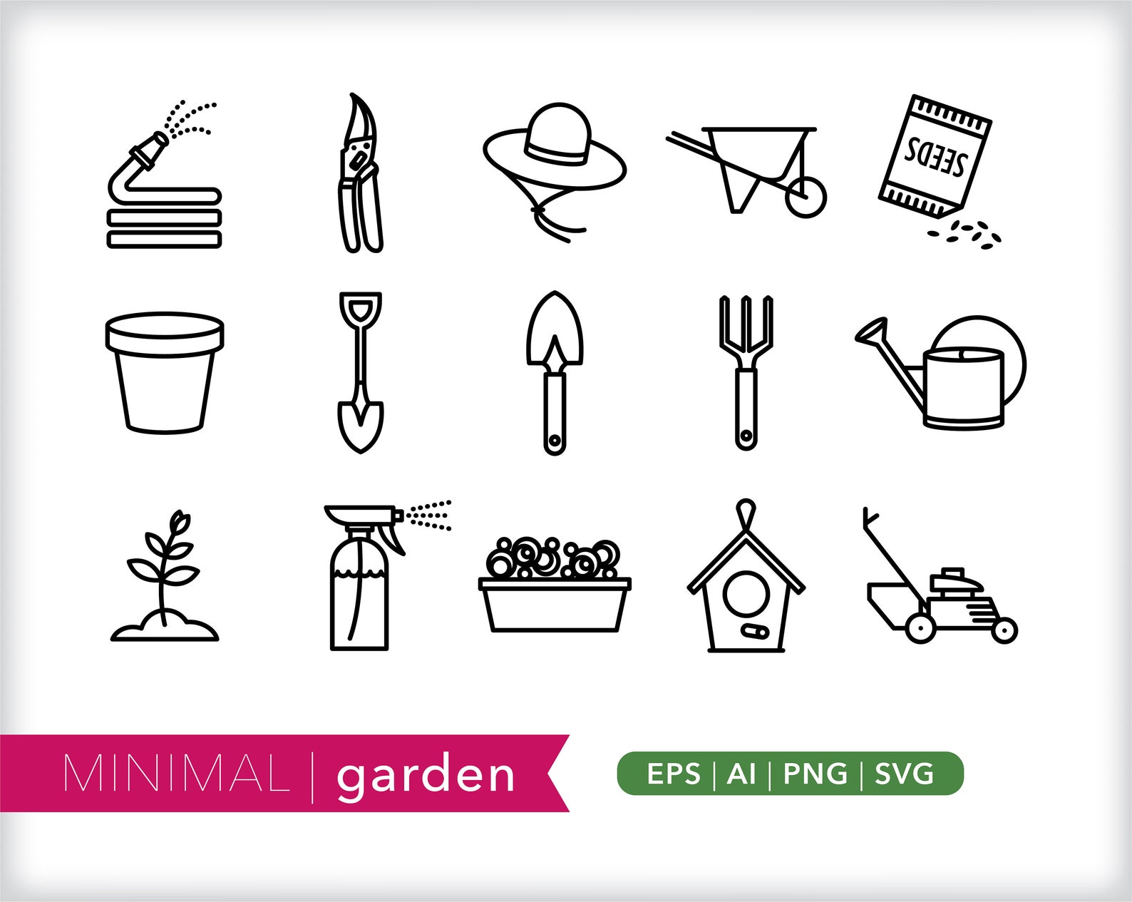 Garden Icons: Flowers, Planting, Seeds SVG, AI, PNG (digital Download ...