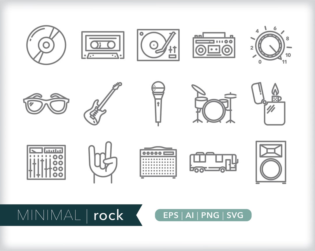 Rock Icons Music Icon Illustration SVG AI PNG Instant Digital Download ...