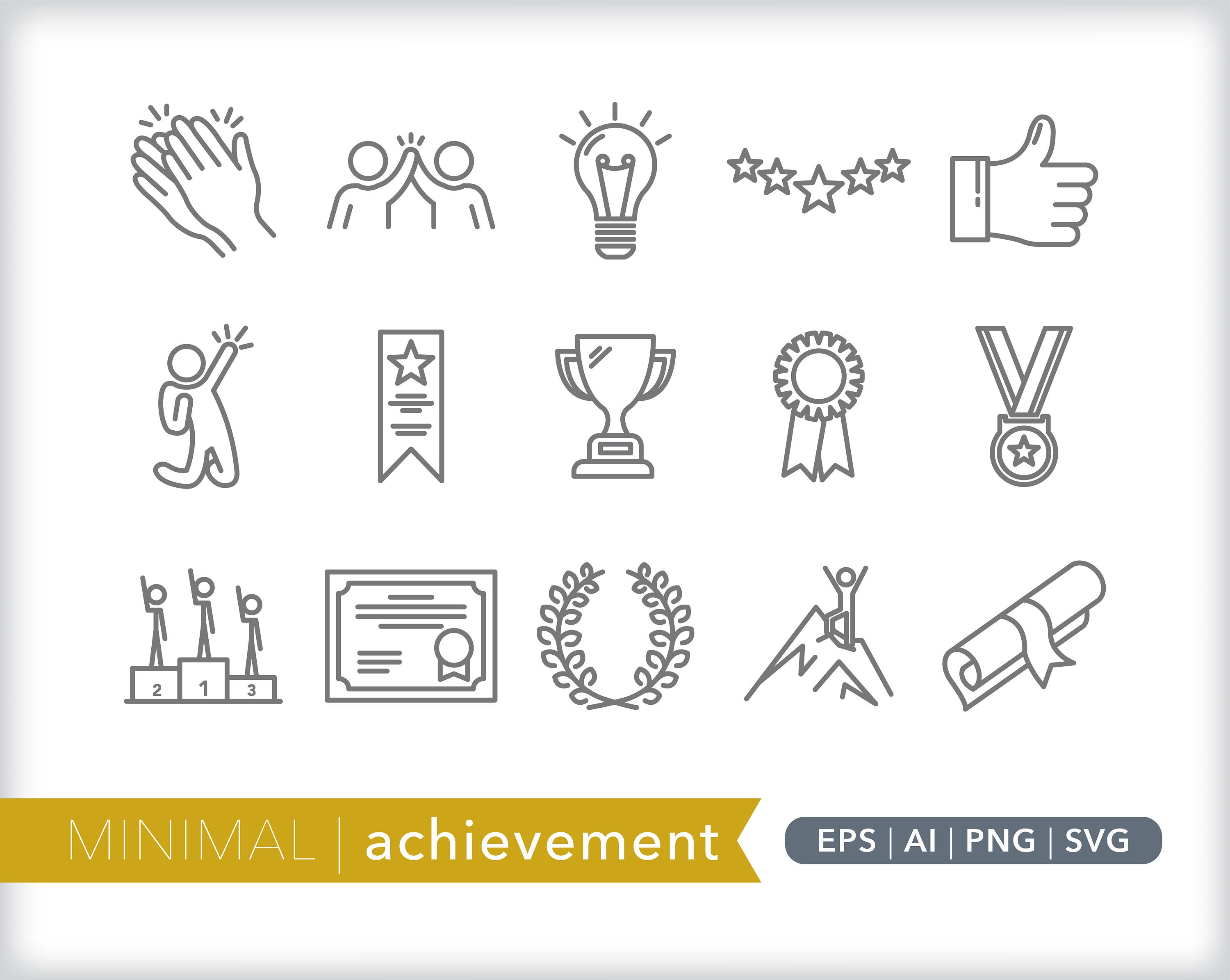 Achievement Icons Celebration Icons SVG AI PNG Instant Digital Download ...