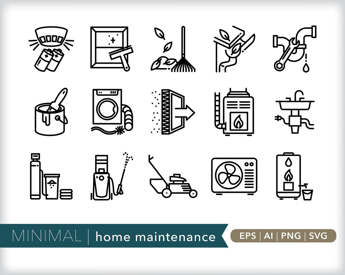 Home Maintenance Icons Annual Checklist Icon Illustrations SVG AI PNG ...