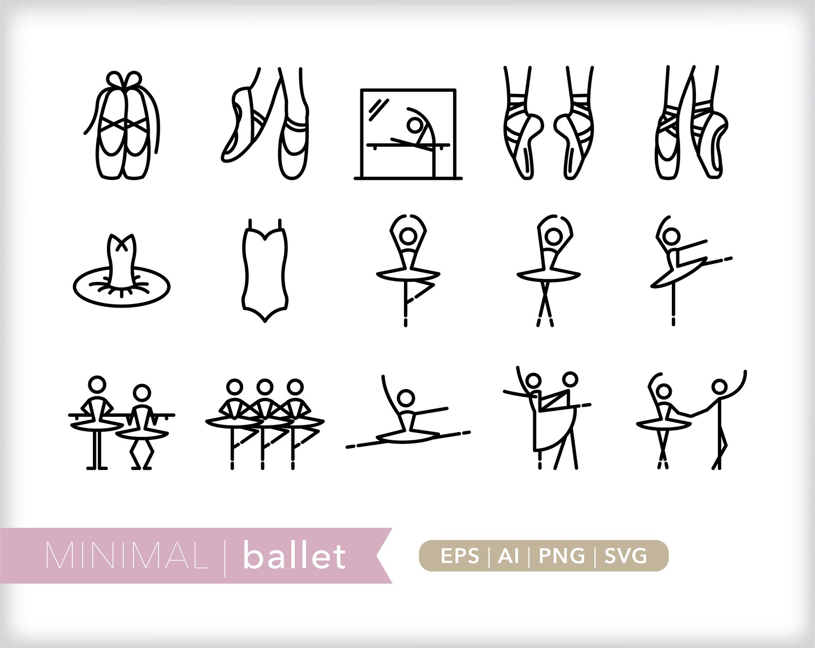 Ballet Icons | Ballerina Icon Illustrations | SVG AI PNG | Instant ...