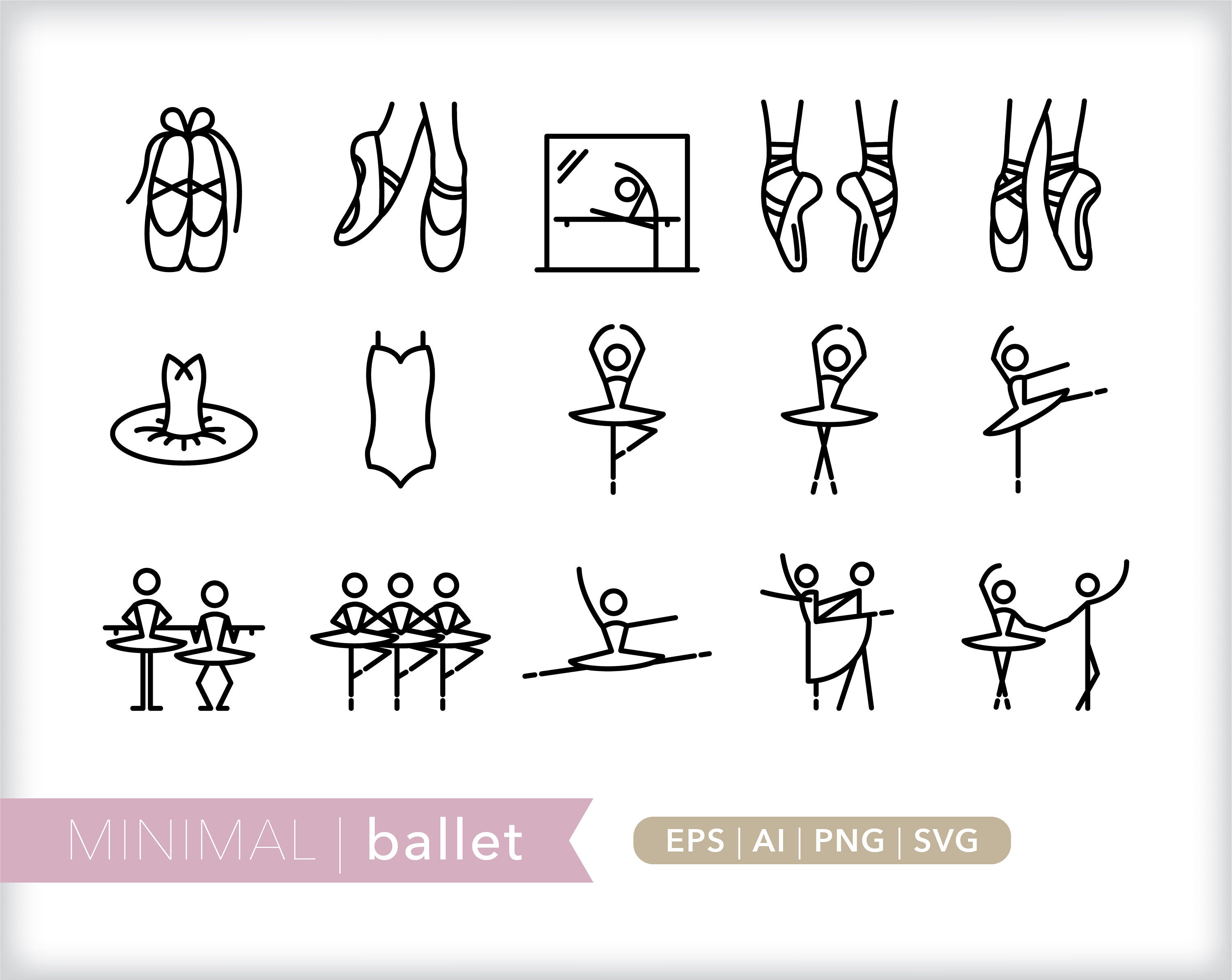 Ballet Icons | Ballerina Icon Illustrations | SVG AI PNG | Instant ...