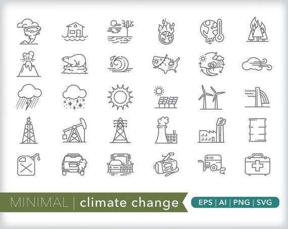 30 Climate change icons Environmental icons EPS AI PNG | Etsy