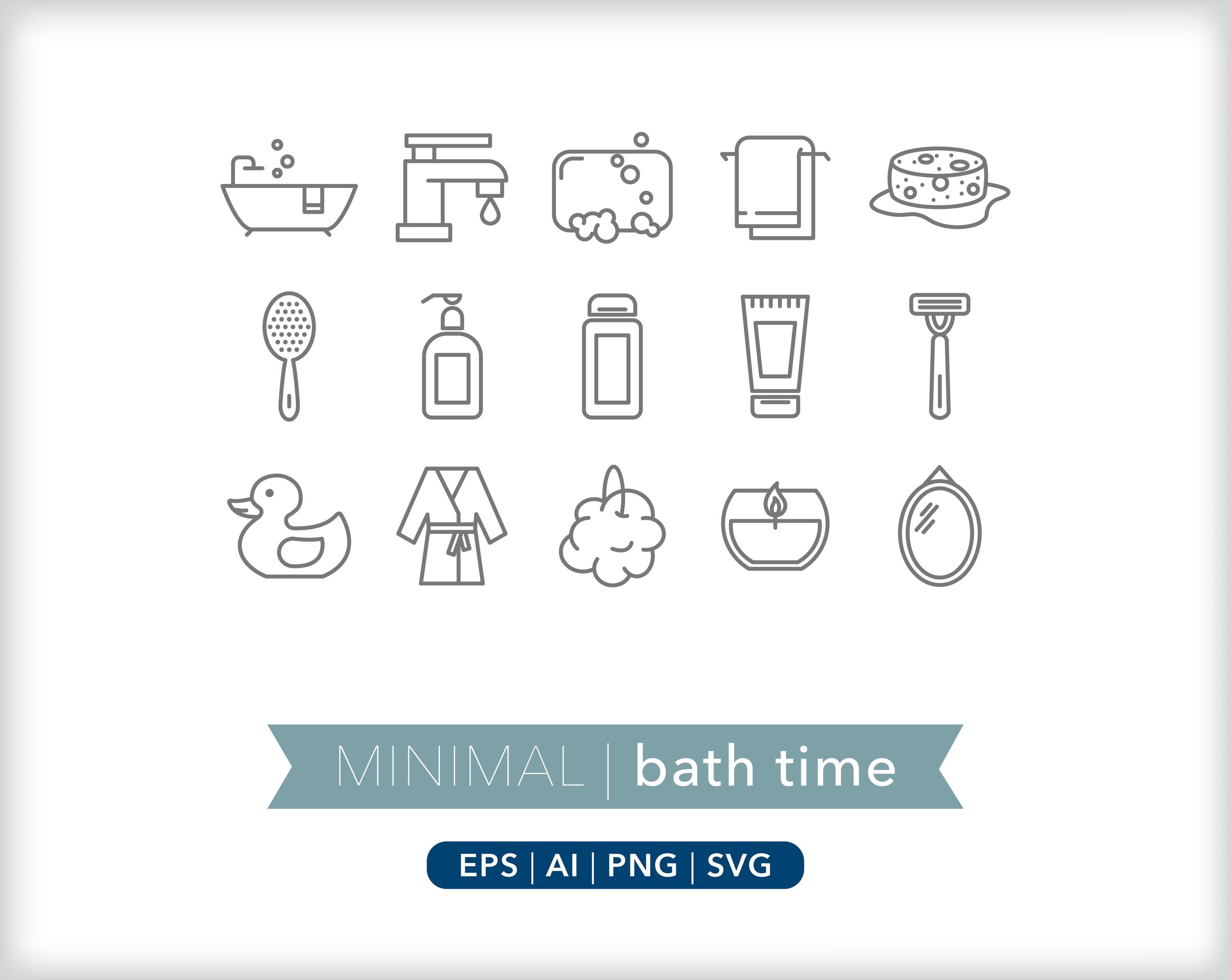 Bath Time Icons: Home Spa Illustrations (SVG, AI, PNG) - Etsy