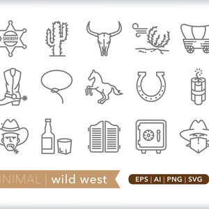 Wild West Icons | Cowboy Icon | Western Icons | SVG AI PNG | Geometric ...