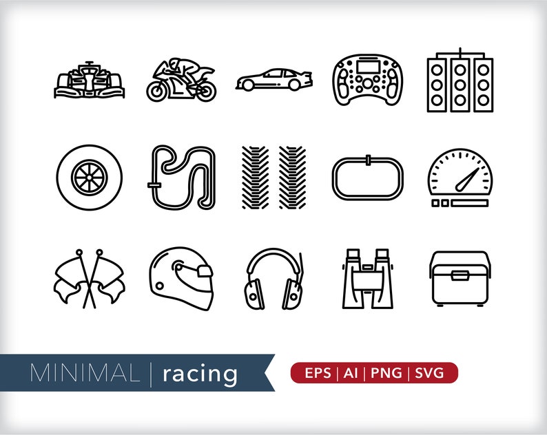 Racing Icons Sports Icons EPS AI PNG Instant Digital - Etsy