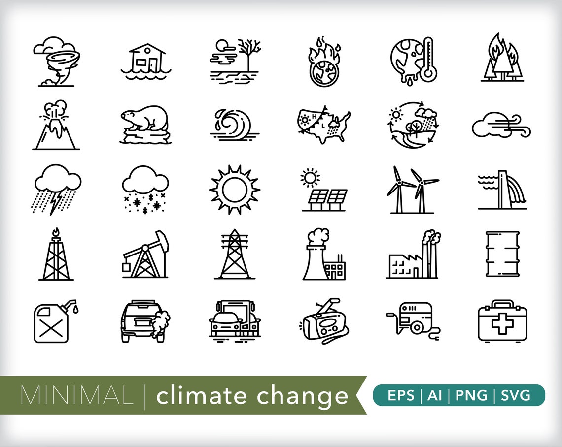 30 Climate Change Icons Environmental Icons SVG AI PNG Digital Download ...