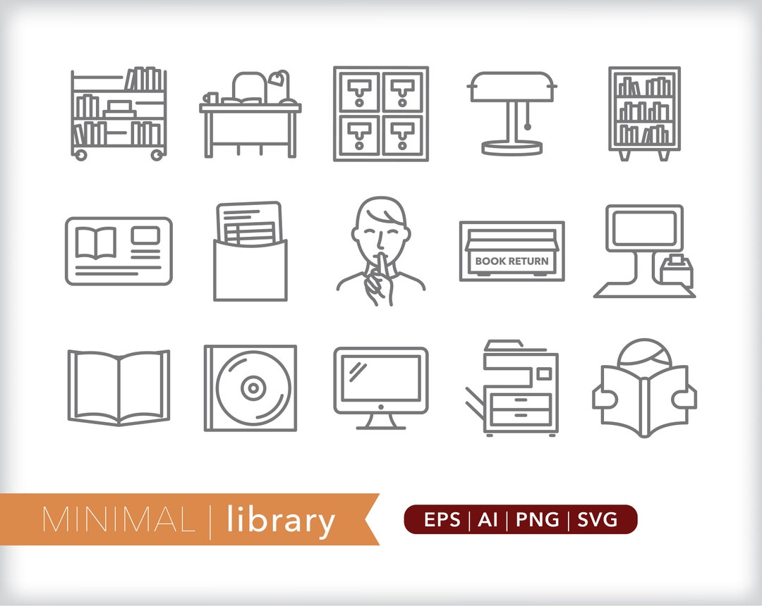Library Icons | Book Icons | SVG AI PNG | Digital Download for Design ...