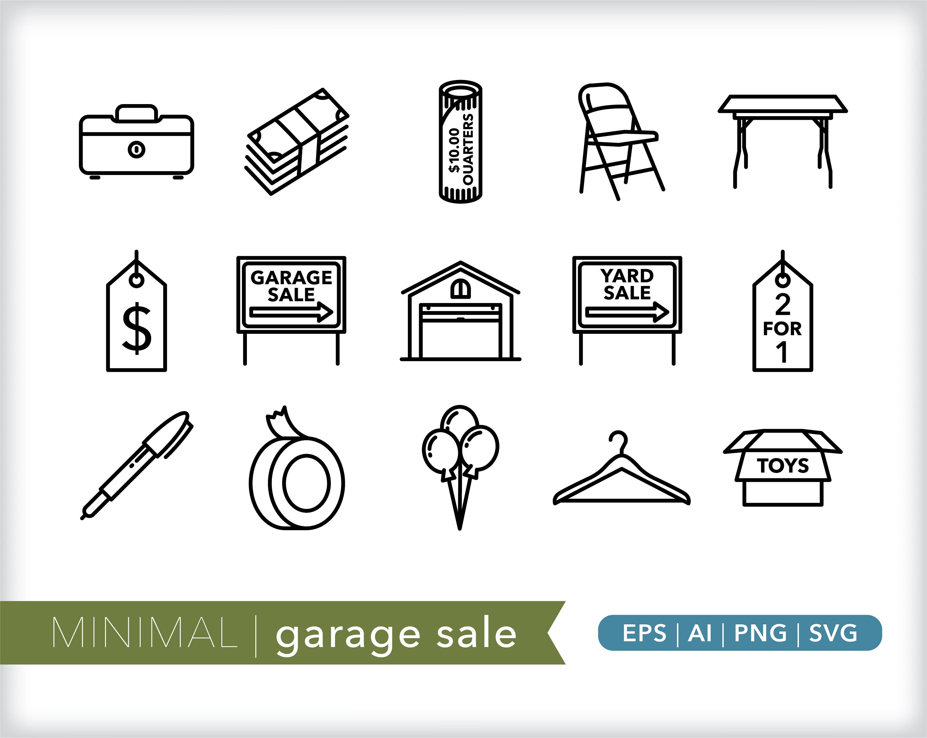 Garage Sale Icons | SVG AI PNG | Digital Download for Design, Social ...