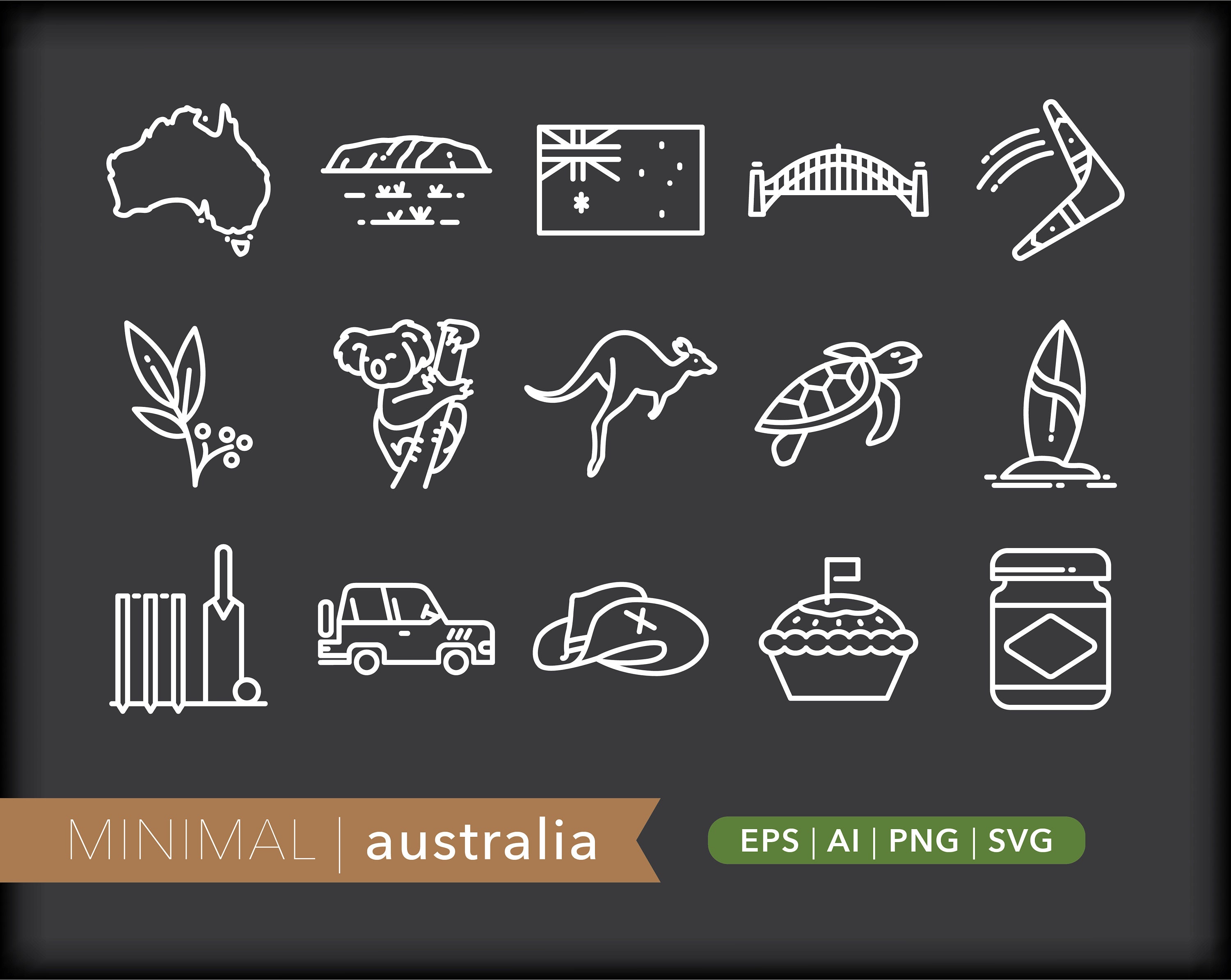 Australia Icons Aussie Icons SVG AI PNG Digital Download for Design ...