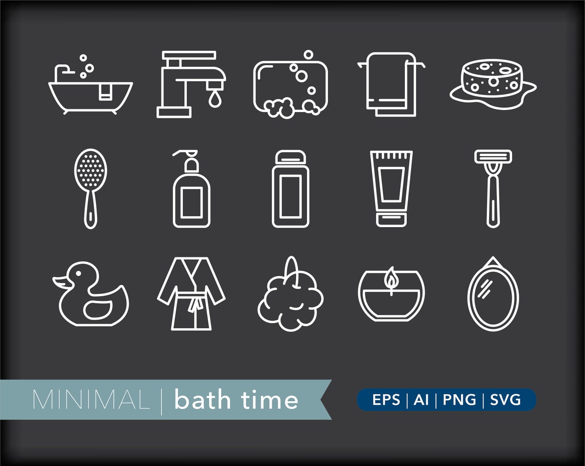 Bath Time Icons: Home Spa Illustrations (SVG, AI, PNG) - Etsy