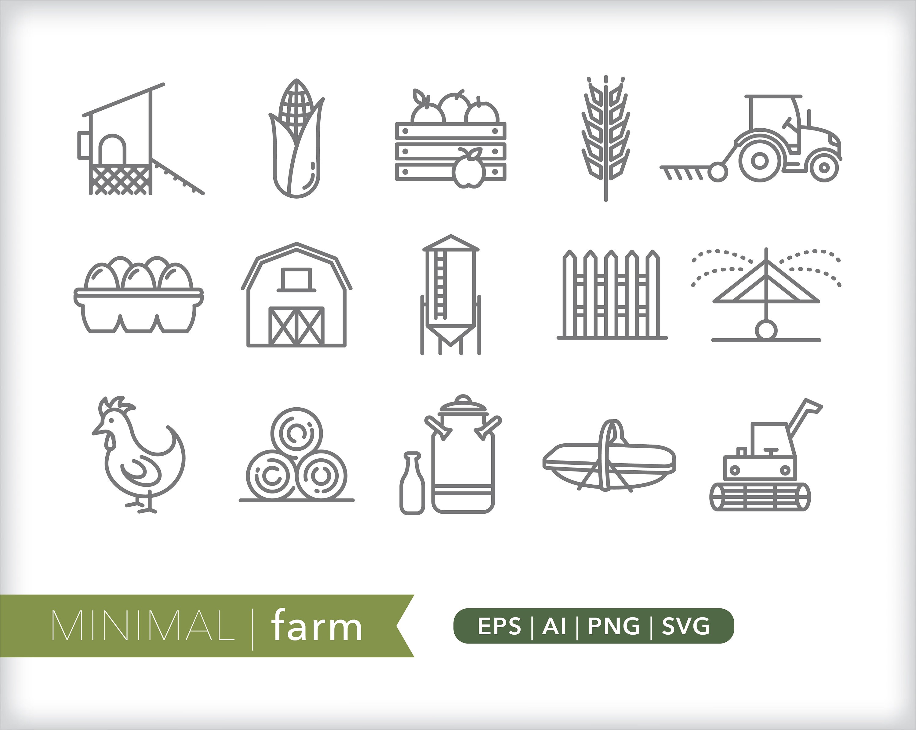 Farm Icons | Farmer Icon Illustrations | SVG AI PNG | Instant Digital ...