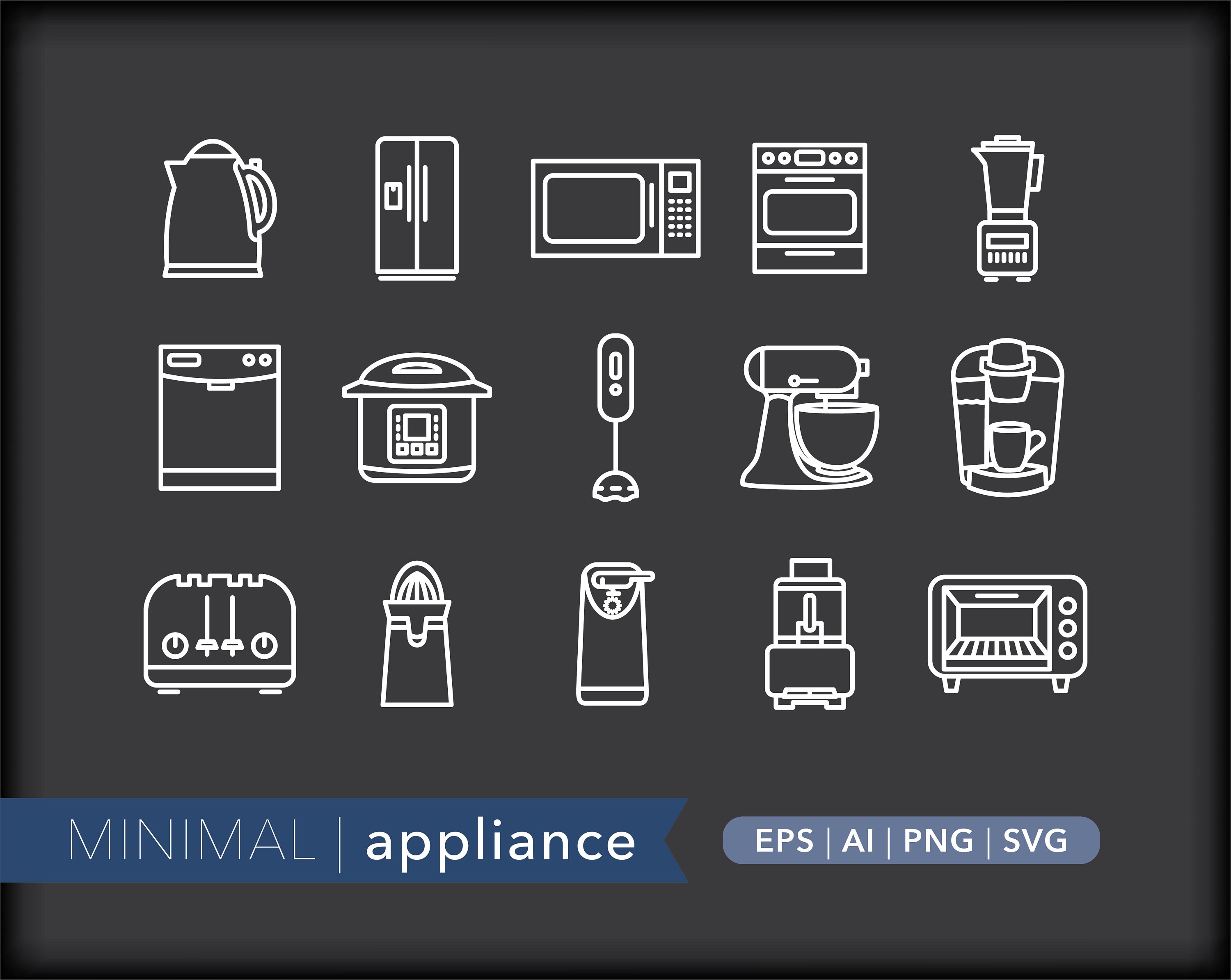 Appliance Icons | Kitchen Icon Illutrations | SVG AI PNG | Instant ...