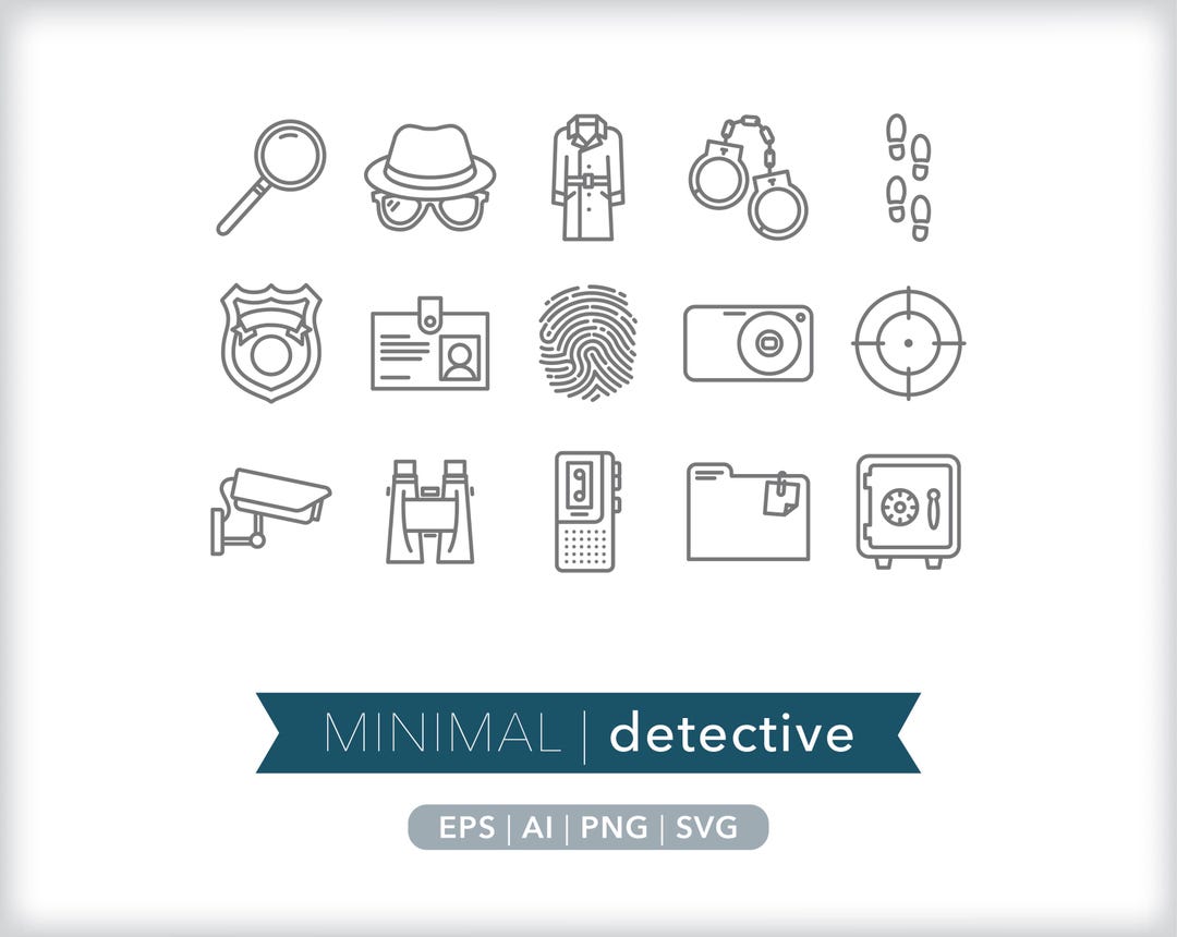 Detective Icons: Spy Clipart, SVG, PNG, AI (digital Download) - Etsy UK
