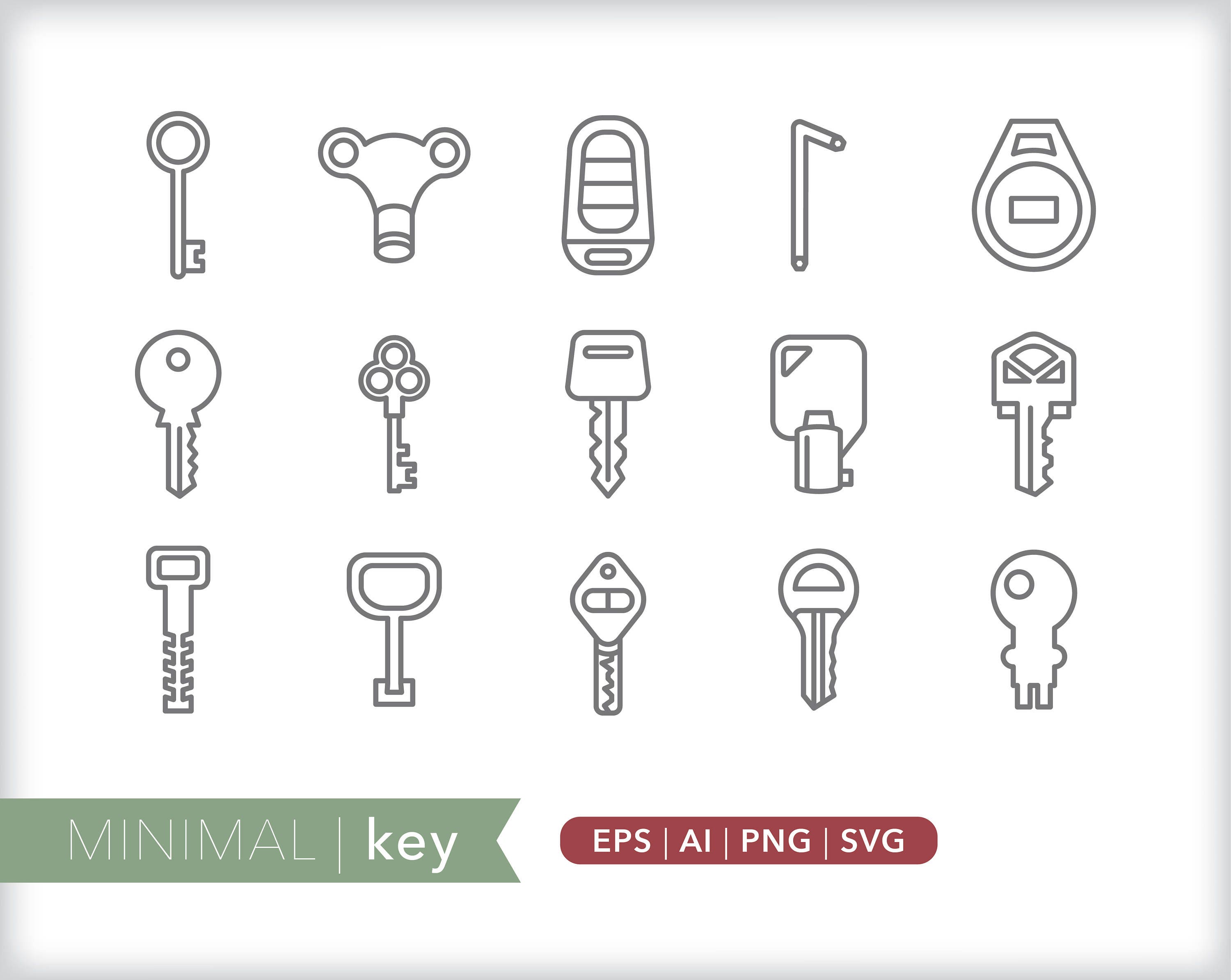 Key Icons SVG AI PNG Digital Download for Design, Social Media ...