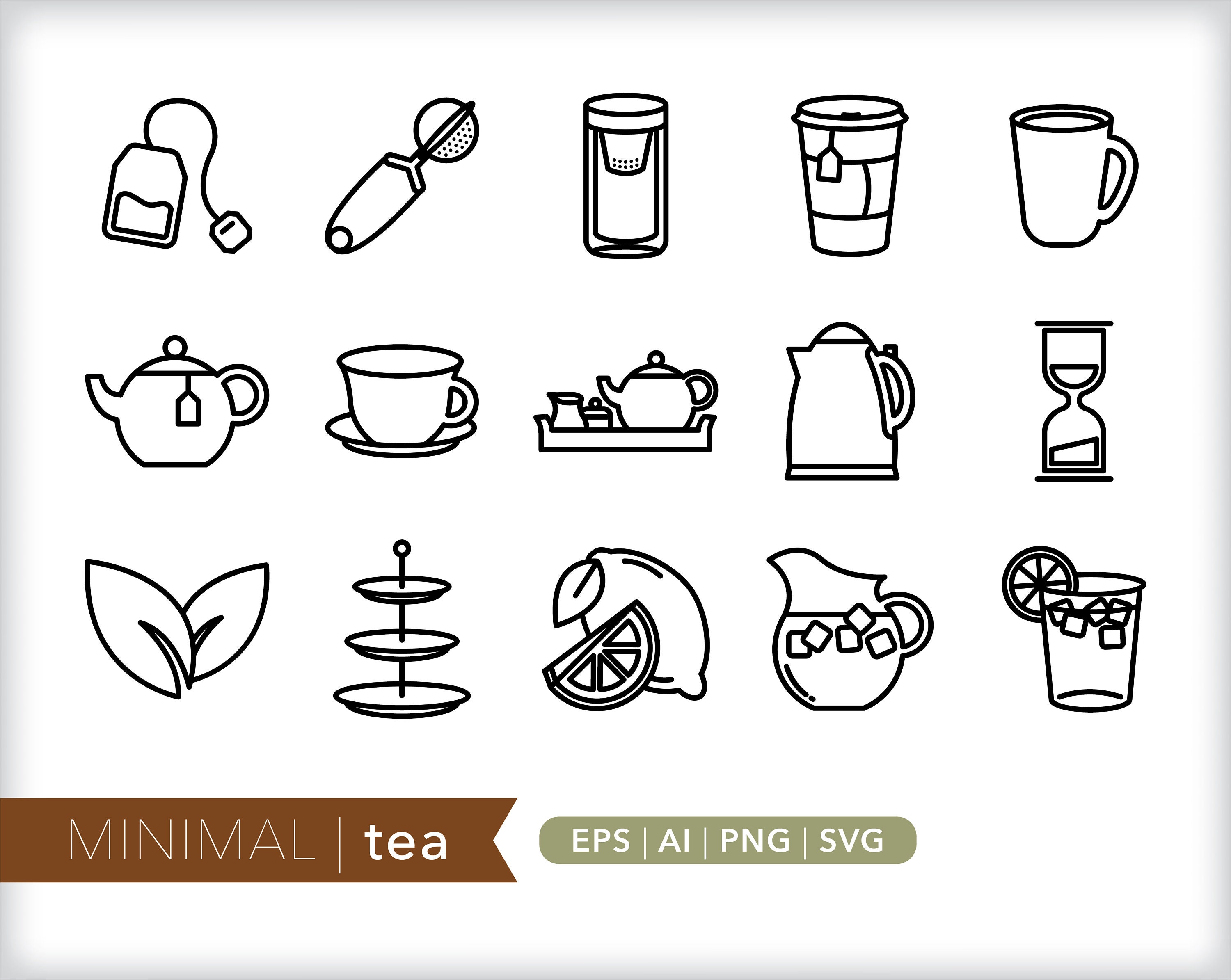 Tea Icons | Drink Icons | SVG AI PNG | Instant Digital Download for ...
